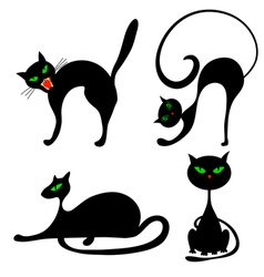 Cute black cat characters with different emotions Vector Image
