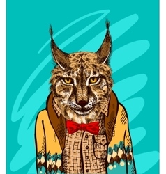 Lynx abstract neon multicolored portrait Vector Image