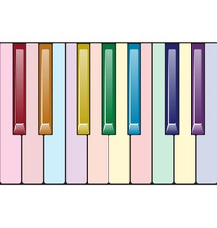 Rainbow colored piano keys musical notes and w Vector Image