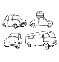 Retro cars and auto old models motor vehicles Vector Image
