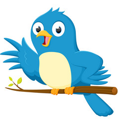 Cute blue bird cartoon Royalty Free Vector Image