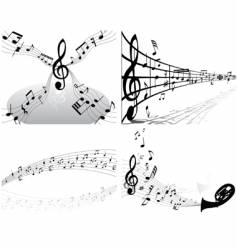Music with falling notes on white Royalty Free Vector Image
