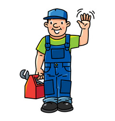 Cartoon plumber standing Royalty Free Vector Image