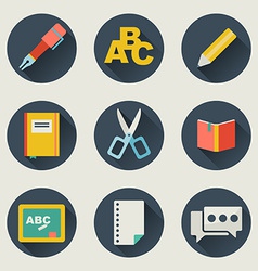 School icons flat design set Royalty Free Vector Image