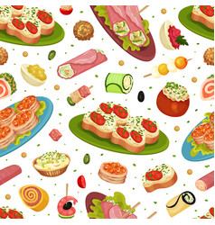 Appetizer food various snacks buffet products Vector Image