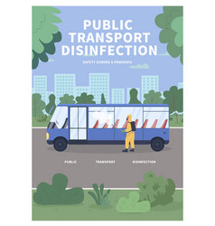 Public transport bus service flat poster Vector Image