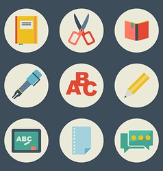 School icons flat design set Royalty Free Vector Image