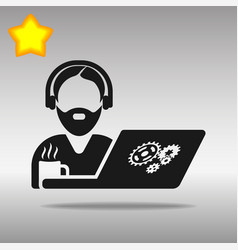 Bearded coder hacker Royalty Free Vector Image