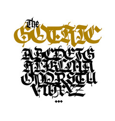 Gothic english alphabet set font for tattoo Vector Image