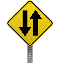 Usa traffic road sign warning of divided hightway Vector Image