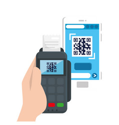 Qr code on smartphone screen Royalty Free Vector Image