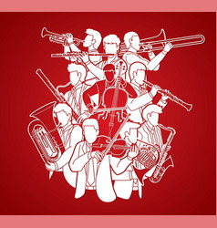 Group of musician orchestra instrument Royalty Free Vector