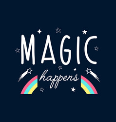 Slogan and magic icons for girl print Royalty Free Vector