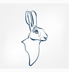One line rabbit head design silhouette Royalty Free Vector