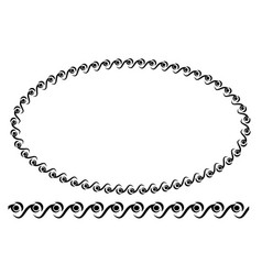 Black rounded corner oval floral frame isolated Vector Image