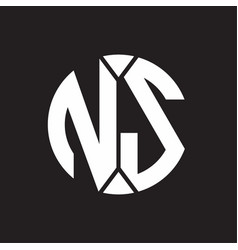 Ns logo monogram with back drop shape design Vector Image