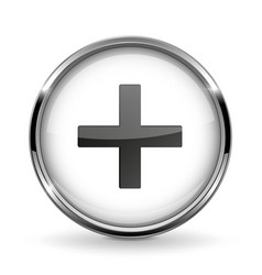 Black round glass button 3d icon with metal frame Vector Image