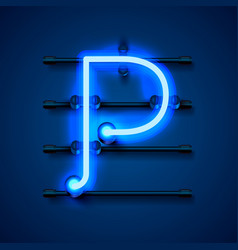 Neon font text lamp sign alphabet Royalty Free Vector Image