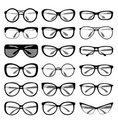 Set of black glasses on white background Vector Image
