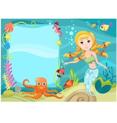 Little mermaid and big fish Royalty Free Vector Image