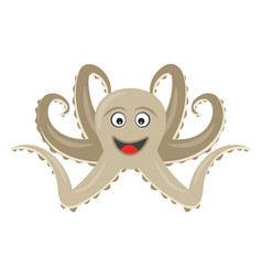 Cute blue octopus cartoon smiling Royalty Free Vector Image