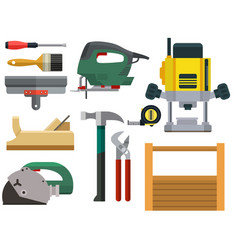 Carpenter with wood and tools Royalty Free Vector Image