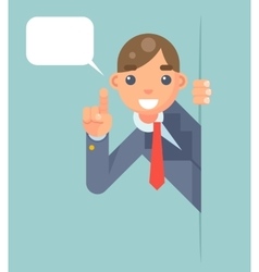 Cartoon graduate boy look out corner promotion Vector Image