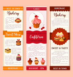 Cake shop homemade cakes banner templates set Vector Image