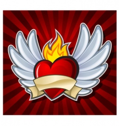 Winged fiery red heart concept Royalty Free Vector Image