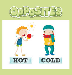 Opposite adjectives hot and cold Royalty Free Vector Image