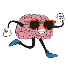 Brain cartoon running Royalty Free Vector Image