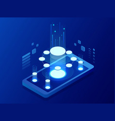 Isometric business infographic on mobile phone Vector Image