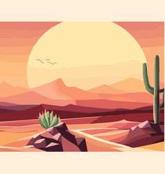 Texas desert sunset landscape abstract art Vector Image