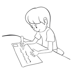 Boy grade student coloring page Royalty Free Vector Image