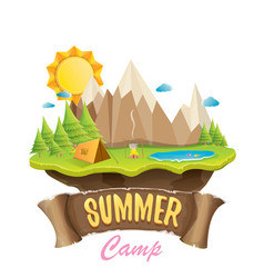 Border template design with girl at summer camp Vector Image