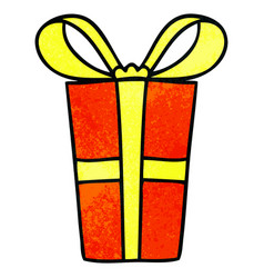 Quirky hand drawn cartoon present Royalty Free Vector Image