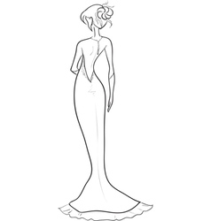 Bride back with bouquet of flowers Royalty Free Vector Image