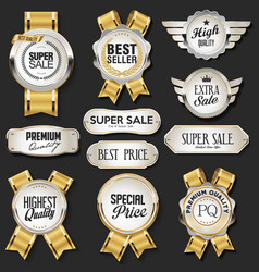Set of luxury gold badges Royalty Free Vector Image