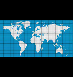World map with coordinate grid Royalty Free Vector Image