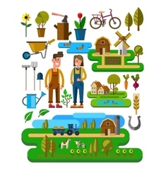 Agriculture gardening and farming tools poster Vector Image