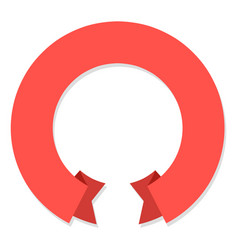 Round badge with blue ribbon isolated on white Vector Image