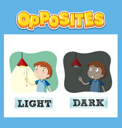 Opposite adjectives with light and dark Royalty Free Vector