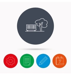 Public park icon tree with bench sign Royalty Free Vector