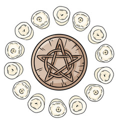 Witchcraft circular symbols magical spell circle Vector Image