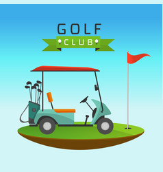 Happy golfer drives golf cart Royalty Free Vector Image