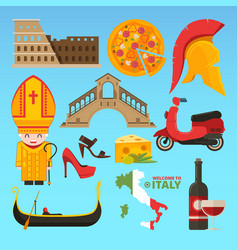 Set of rome italy symbols italian Royalty Free Vector Image