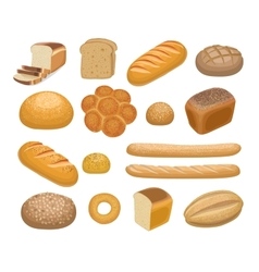 Different bread and bakery items cartoon style Vector Image