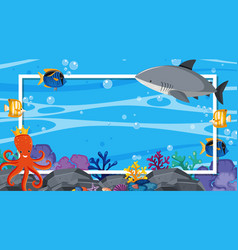 Border template with ocean theme in background Vector Image