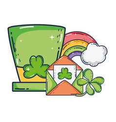 Cute leprechaun hat and rainbow Royalty Free Vector Image