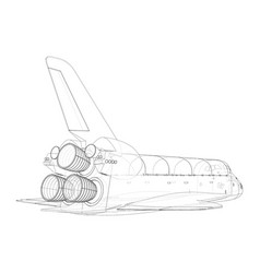 Cartoon space shuttle and booster line drawing Vector Image